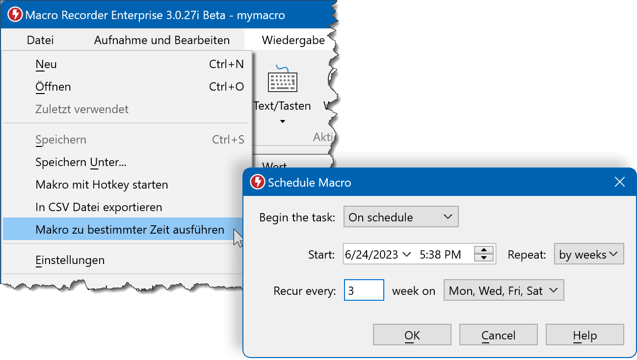 Neue Funktionen in Macro Recorder